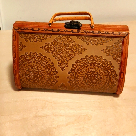 Vintage | Bags | Rare Vintage Boho Box Bag Purse Wooden Rattan And ...